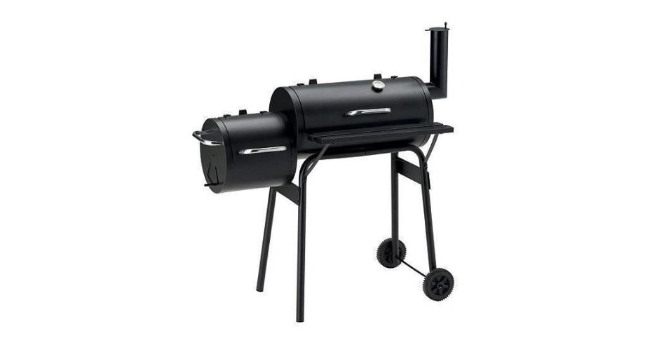 Gratar gradina, grill dreptunghiular, cu roti, capac, afumatoare si ...