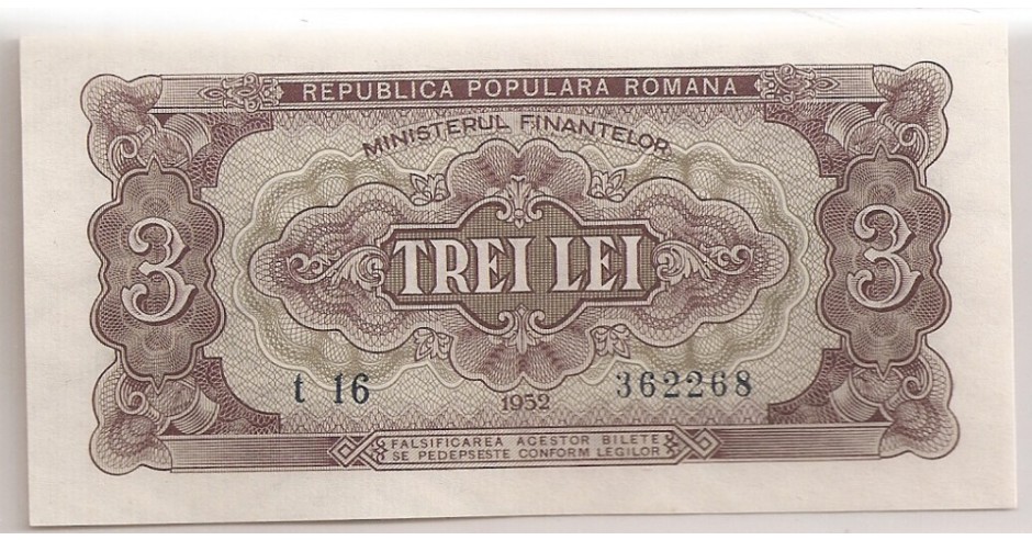 ROMANIA 3 LEI 1952 UNC | arhiva Okazii.ro