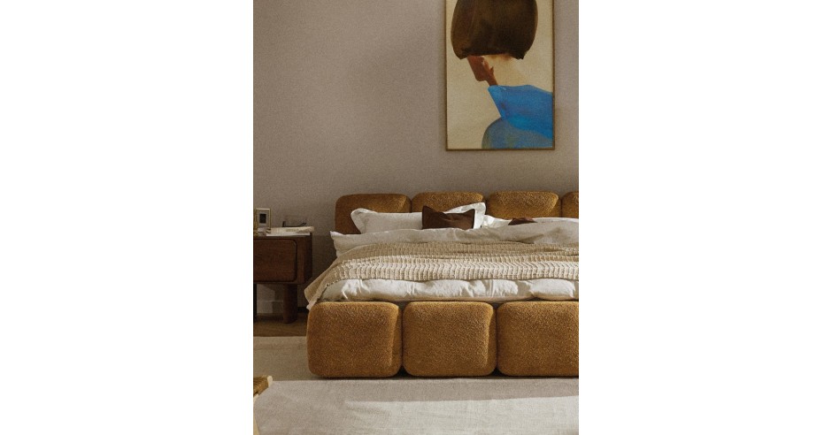 Pat tapițat Tayla în Teddy-Buclé cu sau fara depozitare 200 x 180 cm ...