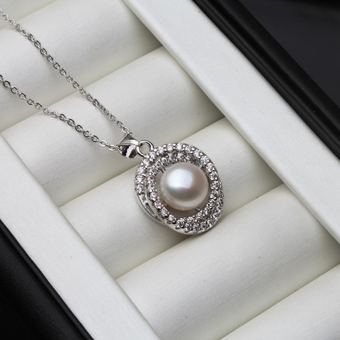 Colier din argint 925 cu perla naturala si pietre din zirconiu, Amy ...