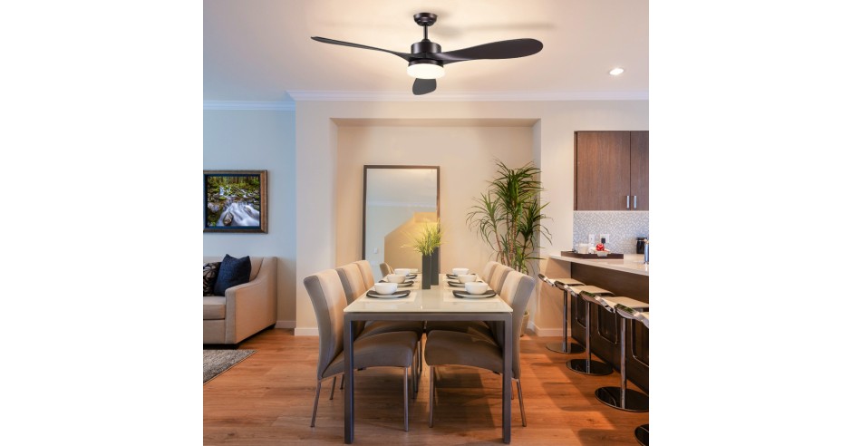 HOMCOM Ventilator de Tavan cu Lumini LED, ?132x43cm, Maro | Aosom Ro | arhiva Okazii.ro