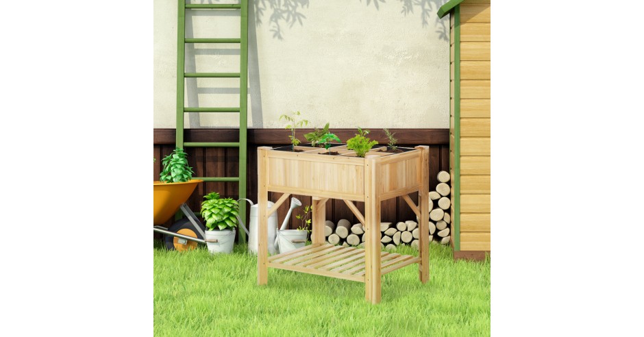 Outsunny Pat pentru Gradina de Legume Inaltat cu 6 Compartimente ...