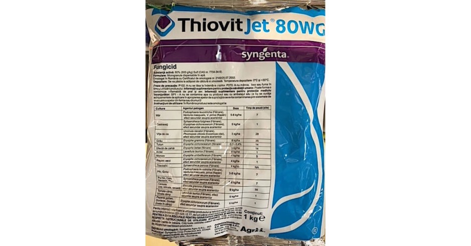 Thiovit Jet 80WG 1 kg, fungicid de contact pe baza de Sulf, Syngenta ...