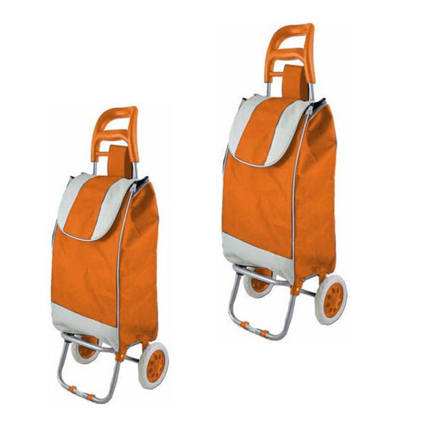 2 x Carut de piata, 2 roti, Portocaliu, Suport 20kg | Okazii.ro