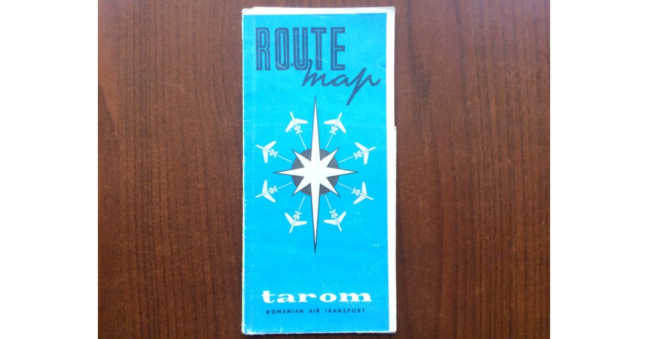 HARTA Tarom ROUTE MAP Romanian air transport RSR reclama veche romania ...