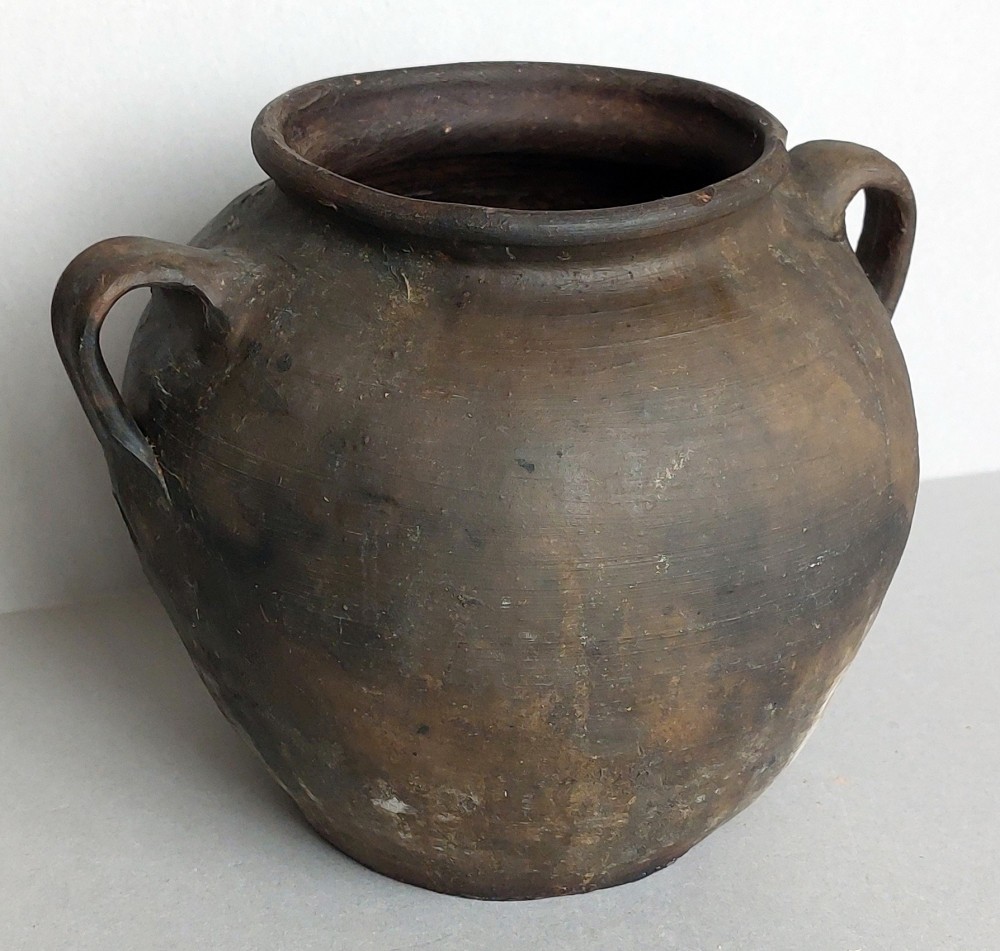 Vas 4 litri lut negru de Marginea cu 2 toarte pentru ulei, ceramica ...