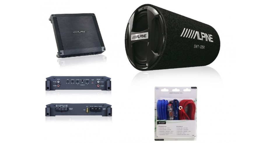 Pachet Subwoofer ALPINE SWT-12S4 + Statie BBX-T600 + Kit de cabluri ...