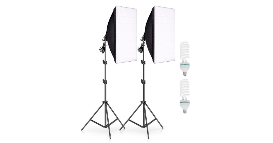 Set 2 Lampi Softbox pentru Studio + Suport Trepied Reglabil 80-200cm ...