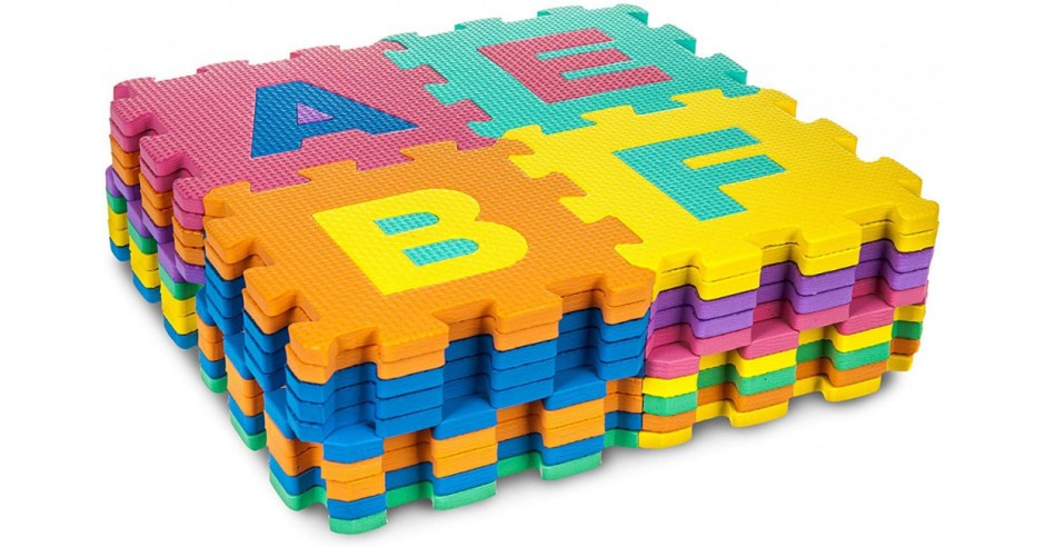 Covor tip puzzle, 36 piese, suprafata 3.2 mp, litere, cifre, burete ...