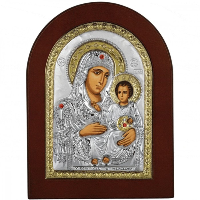 Icoana Maicii Domnului Ierusalim Argint 10x14cm Auriu COD: 1510 | Okazii.ro