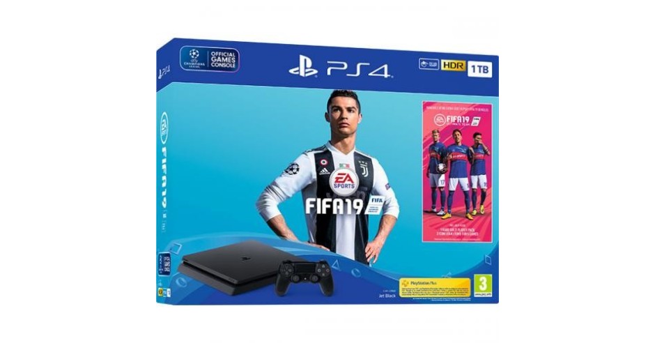 Consola SONY PlayStation 4 Slim 1TB, Jet Black + joc FIFA 19 (disc ...