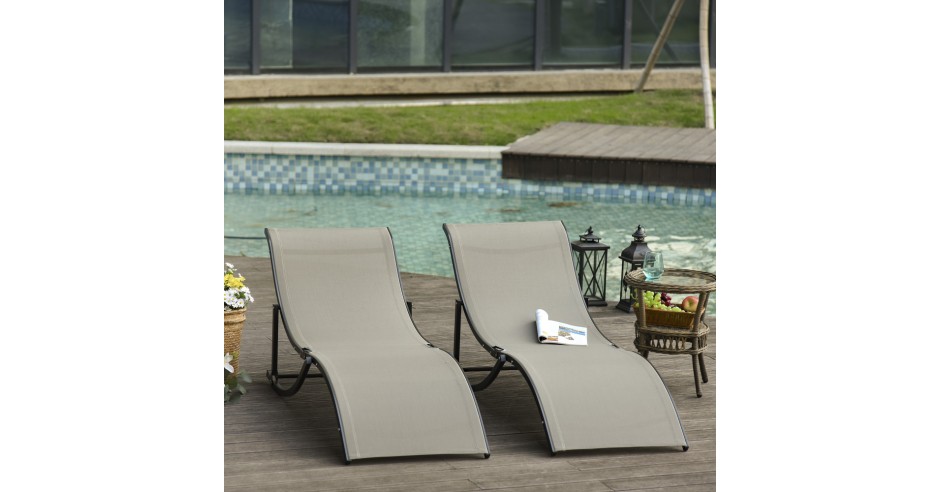 Outsunny Set 2 Sezlonguri de Gradina Pliabile, Sezlong pentru plaja din ...