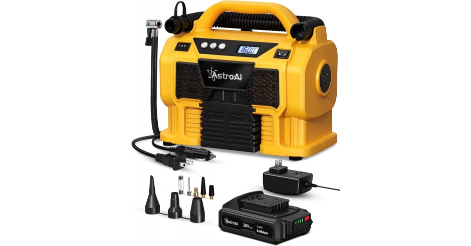 Compresor portabil cu acumulator AstroAI 3PLYE, 12V DC, 160PSI, Digital ...