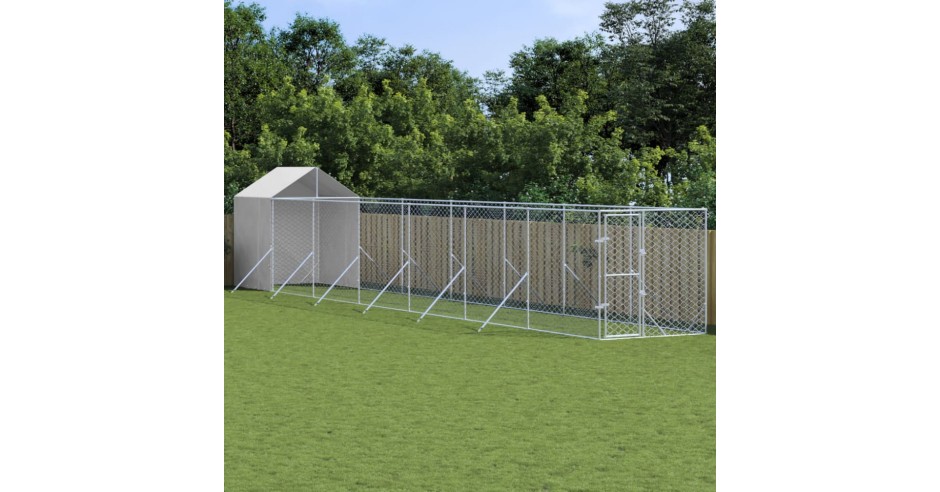 Padoc exterior animale Gossi, acoperis argintiu, 2x14x2.5m, otel ...