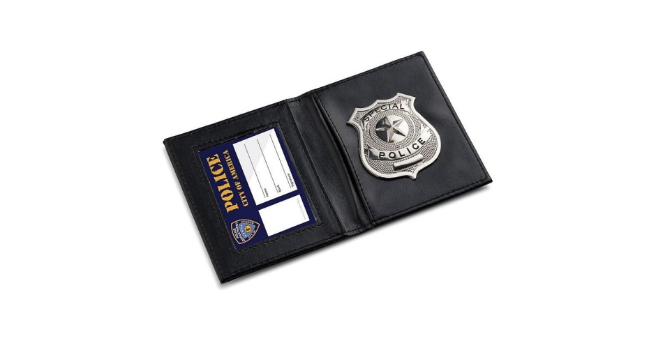 Portofel cu insigna metalica ?special police? si legitimatie, accesoriu ...
