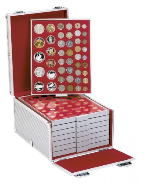 LINDNER Valiza Aluminium pentru 8 cutie din pvc pentru monede format MB ...