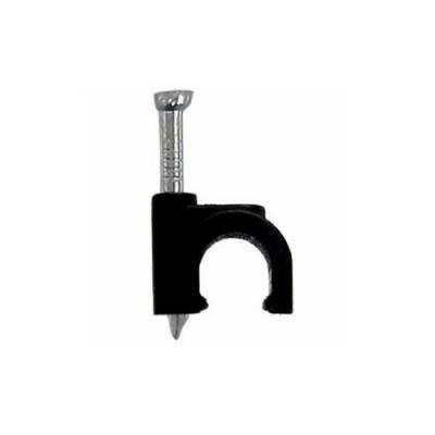 Cleme clips fixare cablu rotund plastic cu cui 6mm negru 100buc Well ...