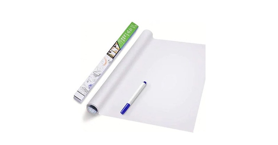 Tabla de scris tip autocolant alb pentru perete si marker inclus ...