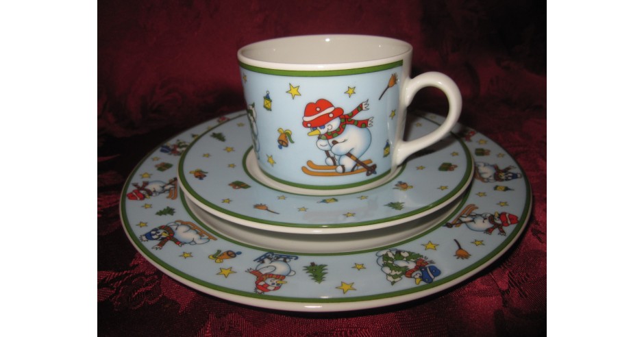 SET MIC DEJUN PORTELAN BAVARIA DECOR DE IARNA CU OM DE ZAPADA CEASCA CU ...