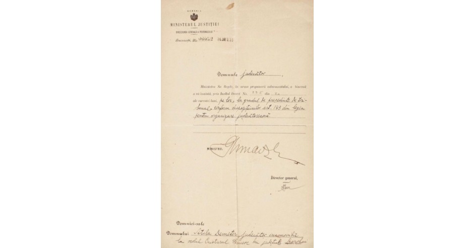 Document semnat olograf de ministrul George Mârzescu din anul 1925 ...