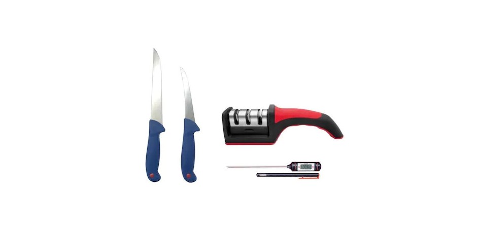 Set 2 Cutite Profesionale De Macelarie 1 Ascutitor De Cutite 1 Termometru Alimentar Cu Tija