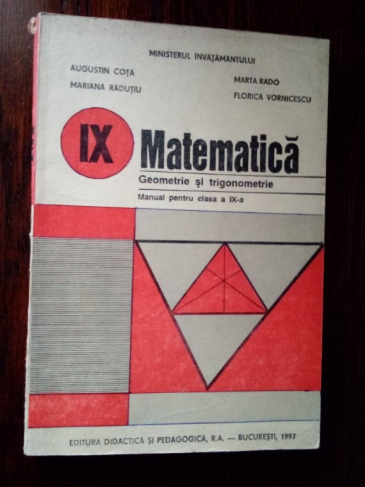 Manual Matematica geometrie si trigonometrie clasa 9 a | Okazii.ro
