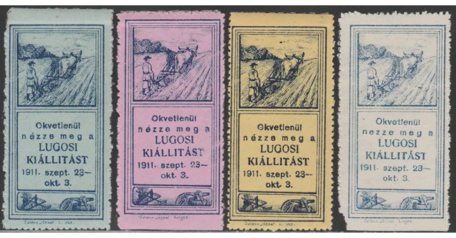 1911 Romania - Set 4 vignete rare Vizitati Expozitia Lugoj, viniete ...