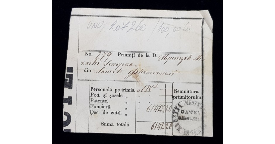 RECIPISA DE POSTA , DESTINATA PRINCIPELUI MIHAIL STURZA , MIJOCUL ...