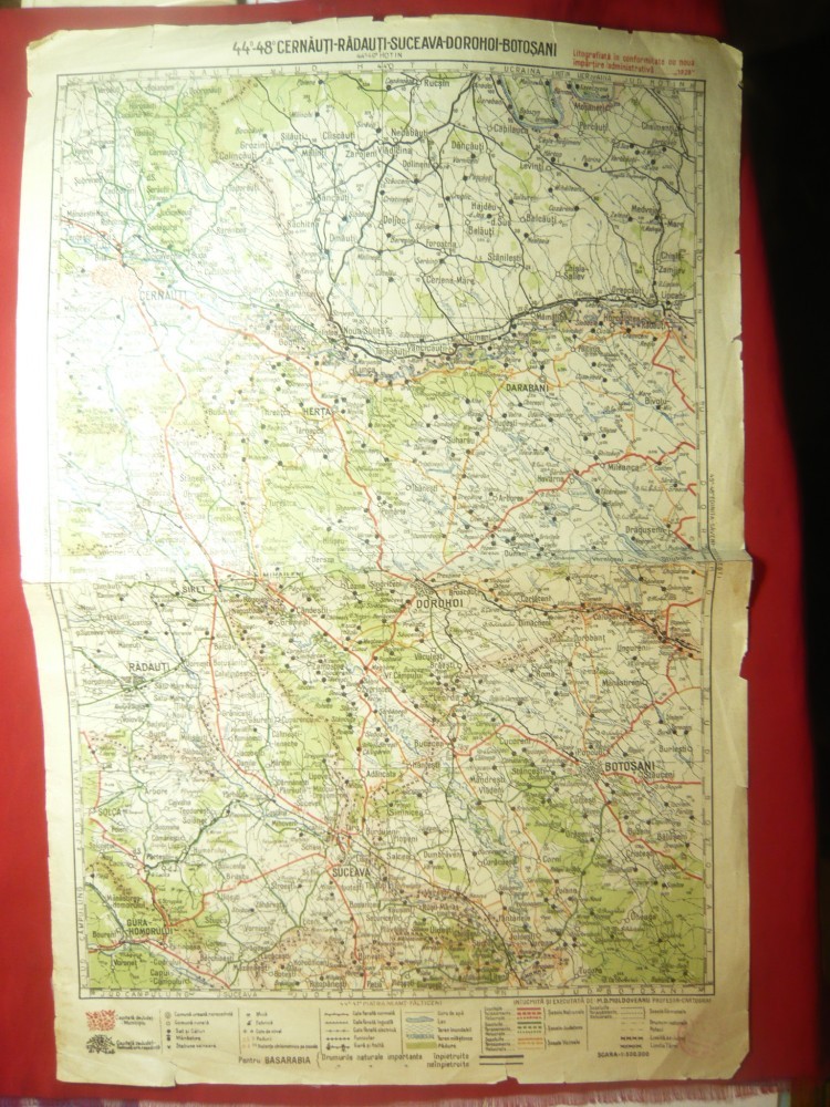Harta Zonei Cernauti-Radauti-Suceava -Dorohoi-Botosani -litografiata ...