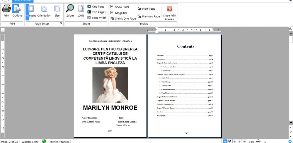 Atestat Engleza - Marilyn Monroe | arhiva Okazii.ro