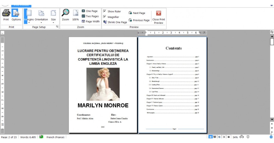 Atestat Engleza - Marilyn Monroe | arhiva Okazii.ro
