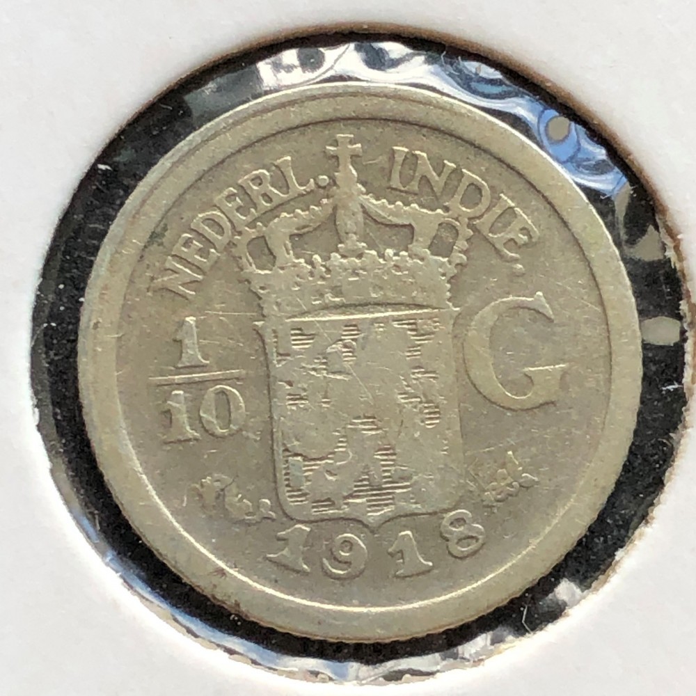 a407 Indiile Olandeze 1/10 gulden 1918 | arhiva Okazii.ro