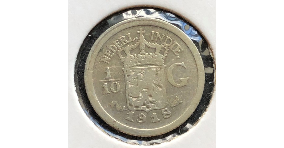 a407 Indiile Olandeze 1/10 gulden 1918 | arhiva Okazii.ro