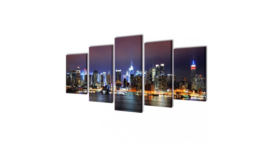 Set tablouri panza imprimate color, panorama New York 100 x 50 cm ...