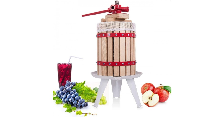 Teasc Struguri 18L, Presa Fructe Metalic, Cos Lemn, Filtru, 39x38 ...