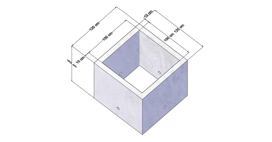 Camin rectangular / patrat din beton cu gauri tehnice 100 cm | Okazii.ro