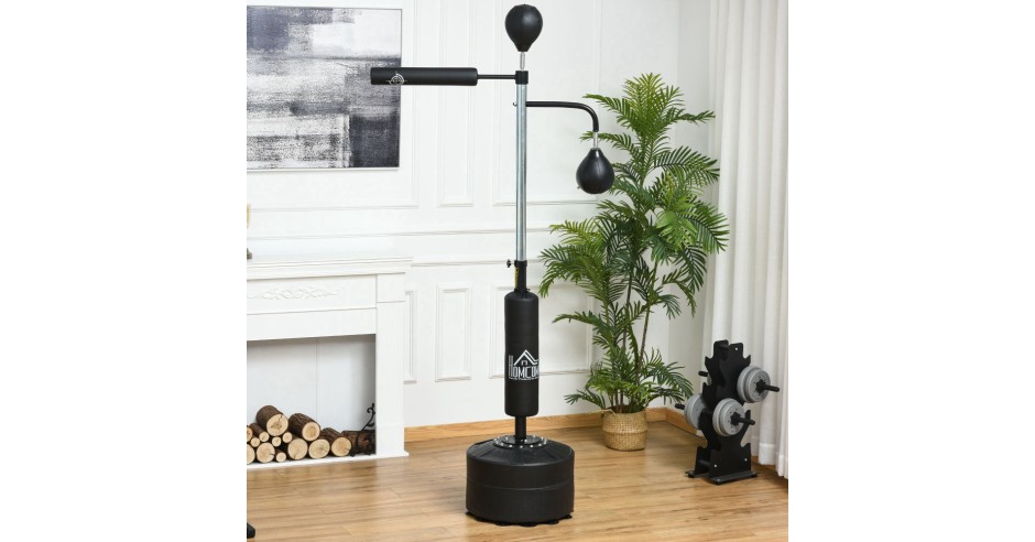 HOMCOM Sac Box de Podea 3 in 1 cu 2 Speedball, Bara Pivotanta pentru ...