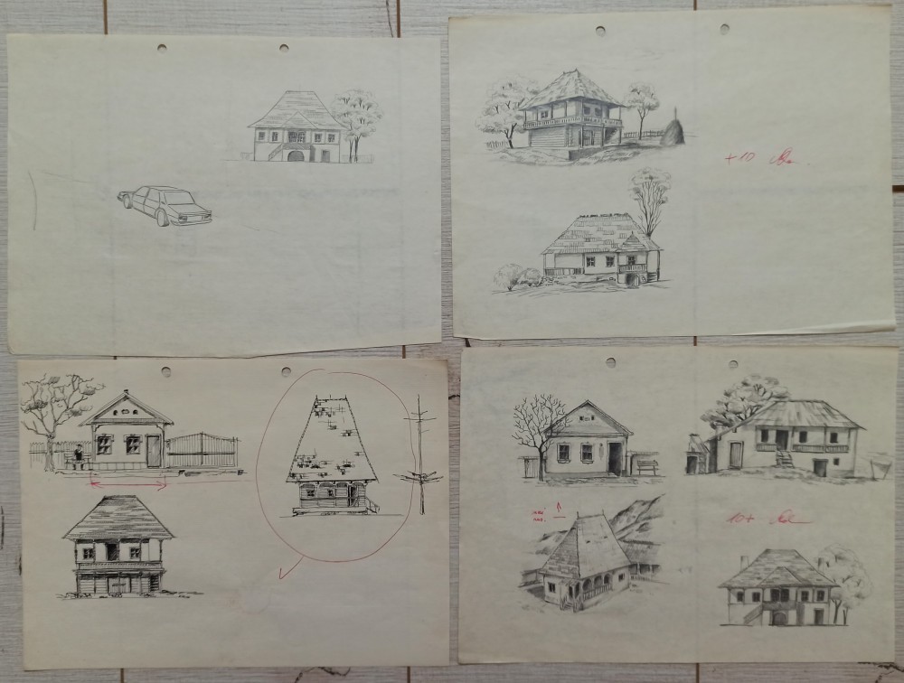 Case traditionale din Romania// desene in perspectiva, anii '80 ...
