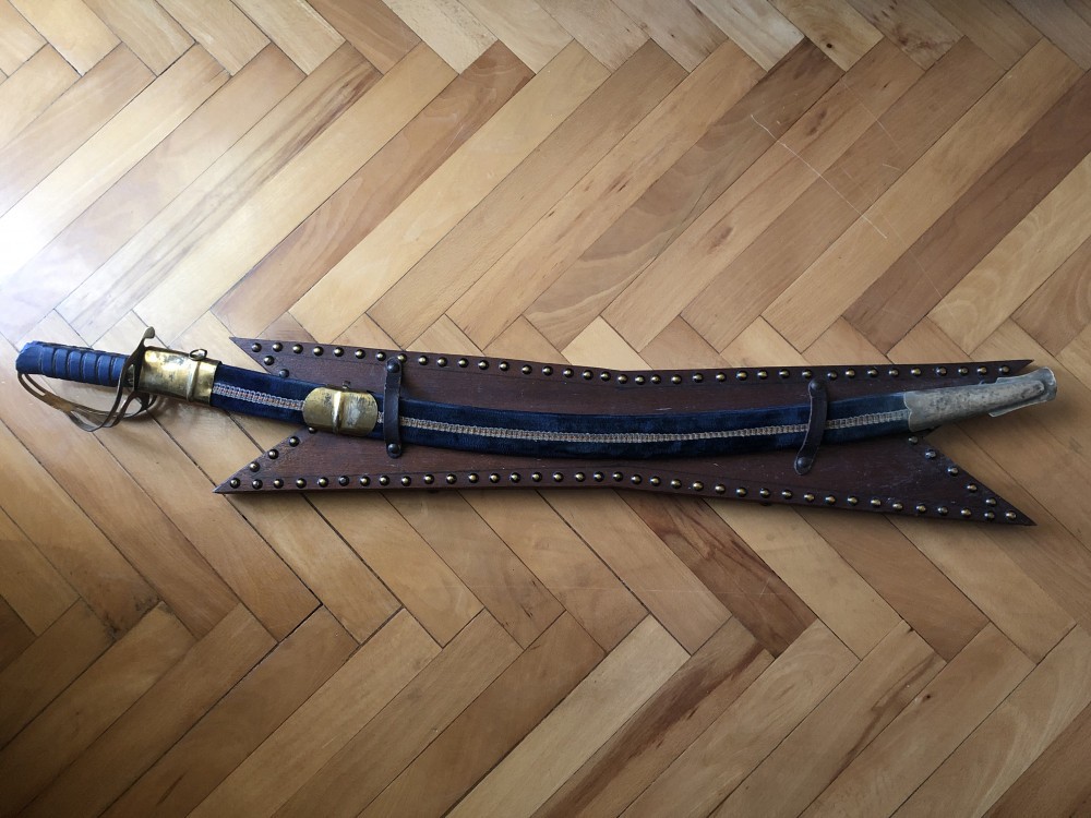 Sabie veche franceza de cavalerie pentru panoplie cu teaca si garda ...