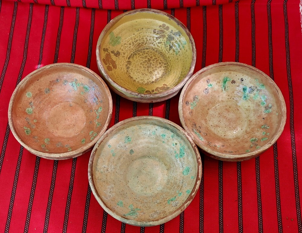Set (5) 4 castroane de lut traditionale romanesti, ceramica pictata de ...