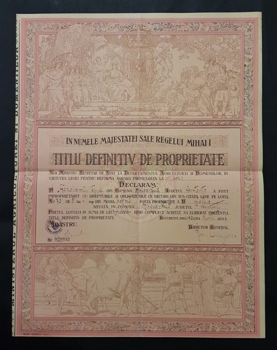 Titlu definitiv de proprietate eliberat dupa abdicarea regelui Mihai ...