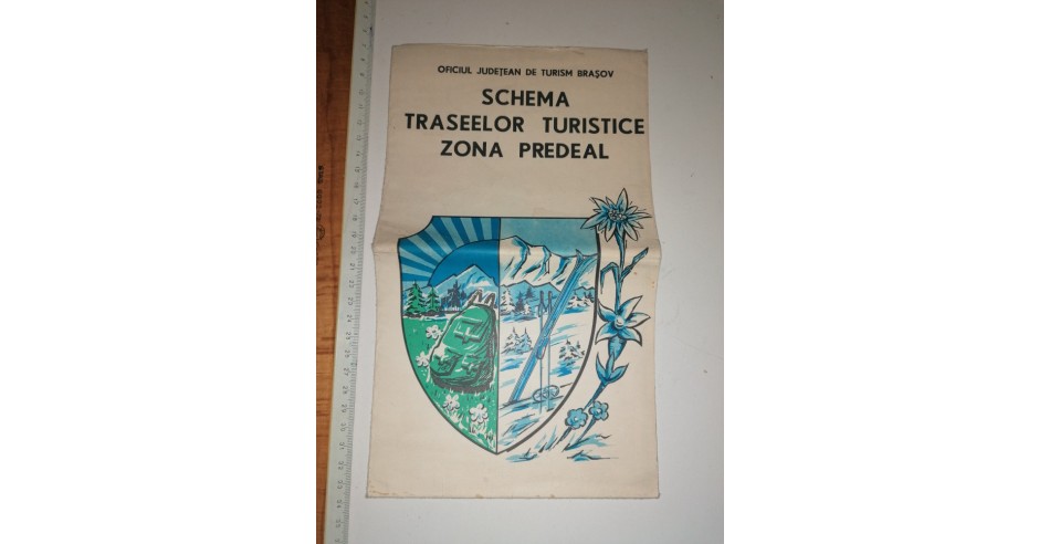 HARTA VECHE ROMANIA RSR - SCHEMA TRASEELOR TURISTICE ZONA PREDEAL ...