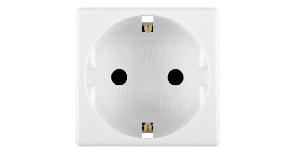 Priza schuko standard german 2M 16A Gewiss System alb - GW20265 ...