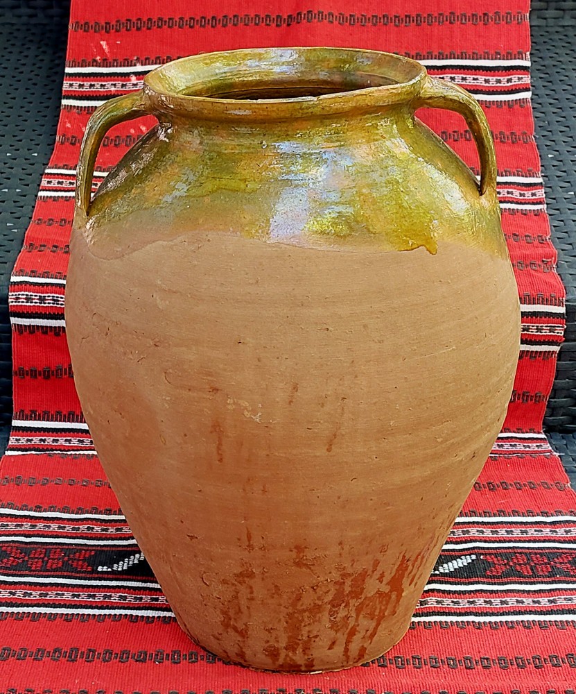 Amfora cu 2 toarte - vas mare traditional 10 litri din ceramica, 34cm ...
