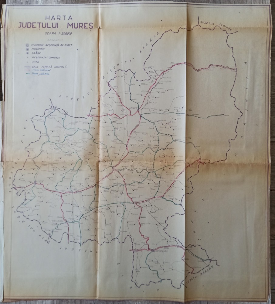 Harta judetului Mures, anii '60 | arhiva Okazii.ro