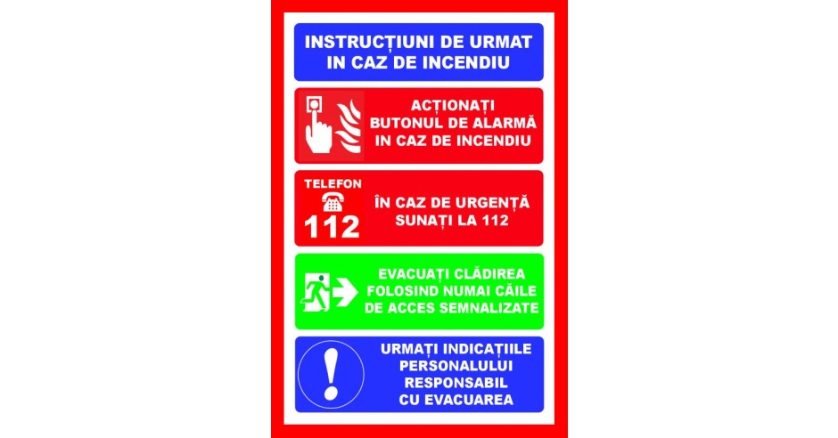 Placuta cu instructiuni de urmat in caz de incendiu | arhiva Okazii.ro