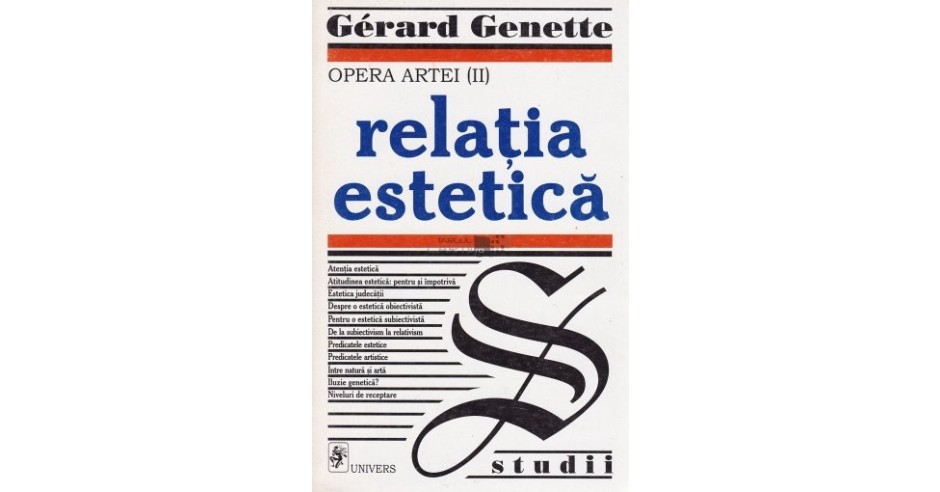 Opera artei, vol. 2 Relatia estetica Gerard Genette | arhiva Okazii.ro