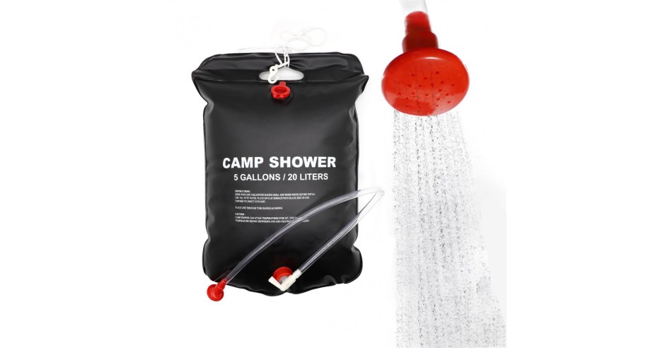 Dus Solar Portabil Camping 20L Negru cu Furtun si Cap Dus Comutabil ...