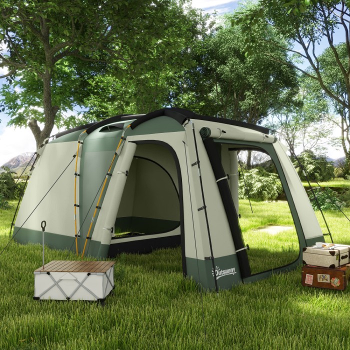 Outsunny Cort de Camping Impermeabil cu 4 Locuri, cu Zonă Separată de ...