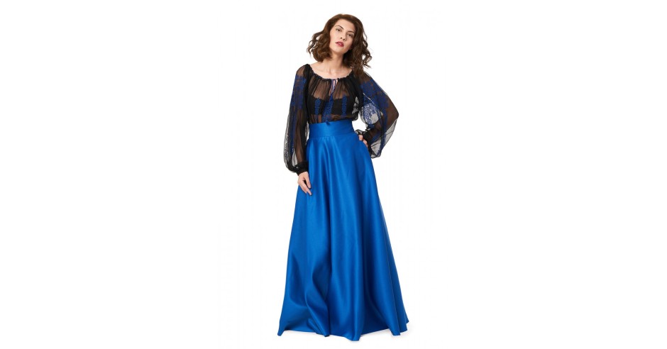 Fusta lunga in clos din tafta Royal Blue, 34, 36, 38, 40, 42, 44, 46, 48, Albastru | Okazii.ro